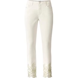 CR&Eacute;ATION L Damen 7/8-Jeans mit Stickerei und Glitzer-Steinchen ecru Gr&ouml;&szlig;e 40