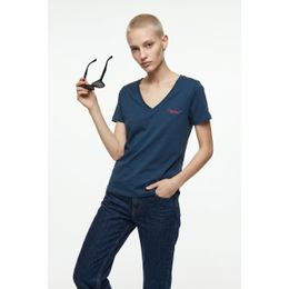 V&eacute;ro Moda VERO MODA Damen Kurzarmshirt "VMVIOLA VENESSA SS TOP BOX JRS"schwarz denim print:midnight, Gr. S, bedruckt, Jersey, Obermaterial: 100% Baumwolle,