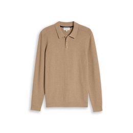 Tom Tailor Herren Strickpullover mit Polokragen, braun, Meliert, Gr. L