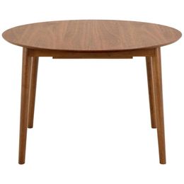 Mid.you Esstisch, Walnuss, Holz, Nussbaum, Kautschukholz, furniert, massiv, rund, rund, 115x75x115-154 cm, ausziehbar, Esszimmer, Tische, Esstische, Esstische ausziehbar