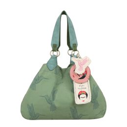 Damen Shopper "Fritzi x Frida Kahlo", Fritzi aus Preussengr&uuml;n, 55% Baumwolle, 45% Polyester, gemustert, Taschen, mit Kolibri-Print