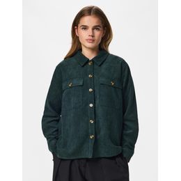 Pieces Damen Hemdbluse "PCEFFI LS SHIRT WVN NOOS"scarab, Gr. XS, unifarben, Cord, Obermaterial: 92% Polyester, 8% Nylon, Blusen, Materialmix, loose