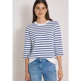 Cecil Damen Sweatshirtdeep river blau, Gr. XXL, gestreift, Web, 100% Baumwolle, Sweatshirts, mit 3/4 &Auml;rmeln