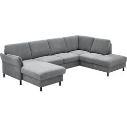 Wohnlandschaft DIE PLANBAR, B:305cm H:90cm T:200cmmilan silber, 100% Polyester, Sofas, "ZE-EM18013 U-Form, Breite 305 cm", wahlweise mit Kopfst&uuml;tzen