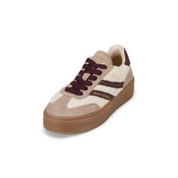Marc O'Polo MARC O'POLO Damen Sneaker "aus ge&ouml;ltem Veloursleder und Kunstfell", Gr. 41earthy taupe, Obermaterial: 100% Polyester, unifarben, Schuhe