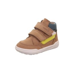 Superfit M&auml;dchen Klettboot "SUPERFREE 2.0, WMS: weit", Gr. 25braun, blau, gelb, Nubukleder, Textil, Veloursleder, kontrastfarbene Details, Schuhe,