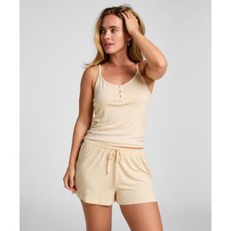 Hunkem&ouml;ller HUNKEM&Ouml;LLER Damen Pyjama "Pyjama Cami Striped Henley", Gr. M, beige, 95% Viskose, 5% Elasthan, Homewear-Sets