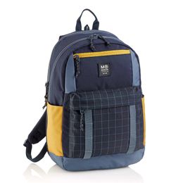 MIQUELRIUS Amsterdam Rucksack 28L - Wasserabweisend, 5 F&auml;cher, Laptopfach, 100% Recyceltes Polyester RPET, 47x25x6cm, Blau/Gelb