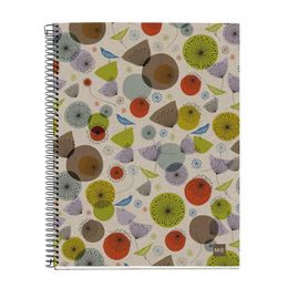 MIQUELRIUS Notizbuch Eco Design 4 A4 liniert Spiralbildung V&ouml;gel Blumen colour mix