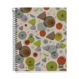 MIQUELRIUS Notizbuch Eco Design 4 A5 liniert Spiralbildung V&ouml;gel Blumen colour mix