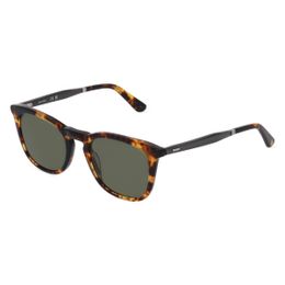 Calvin Klein CK23501S | Unisex-Sonnenbrille | Fassung: Vollrand, Quadratisch, Kunststoff, Havanna Gelb | Glasfarbe: Gr&uuml;n
