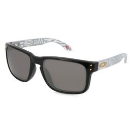 Oakley OO9102 HOLBROOK | Herren-Sonnenbrille | Fassung: Vollrand, Quadratisch, Kunststoff, Schwarz | Glasfarbe: Grau