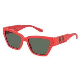 Calvin Klein Jeans CKJ23624S | Unisex-Sonnenbrille | Fassung: Vollrand, Butterfly, Kunststoff, Rot | Glasfarbe: Grau