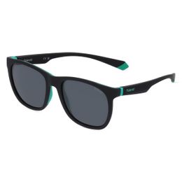 Polaroid PLD 2140/S | Unisex-Sonnenbrille | Fassung: Vollrand, Quadratisch, Acetat, Schwarz Matt | Glasfarbe: Grau