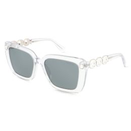 Swarovski SK6032 | Damen-Sonnenbrille | Fassung: Vollrand, Quadratisch, Acetat, Kristall Transparent | Glasfarbe: Grau