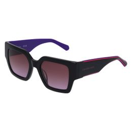 Calvin Klein CKJ22638S | Unisex-Sonnenbrille | Fassung: Vollrand, Quadratisch, Kunststoff, Schwarz Gl&auml;nzend | Glasfarbe: Rot Verlaufend