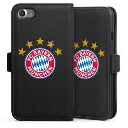 DeinDesign iPhone SE (2022) Handy Klapph&uuml;lle Handyh&uuml;lle aus Kunst Leder schwarz Flip Case Star Fc Bayern M&uuml;nchen Fcb Sideflip mit Lasche