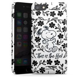 DeinDesign iPhone SE (2020) Handy Premium Case Smartphone Handyh&uuml;lle Schutzh&uuml;lle gl&auml;nzend Flowers Peanuts Snoopy Premium Case