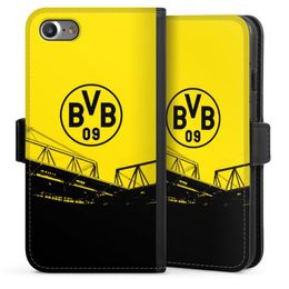 DeinDesign iPhone SE (2020) Handy Klapph&uuml;lle Handyh&uuml;lle aus Kunst Leder schwarz Flip Case Bvb Borussia Dortmund Merchandise Sideflip mit Lasche