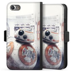 DeinDesign iPhone SE (2020) Handy Klapph&uuml;lle Handyh&uuml;lle aus Kunst Leder schwarz Flip Case Star Wars Robot Merchandise Sideflip mit Lasche