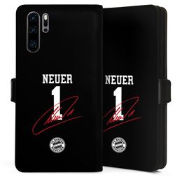 DeinDesign Huawei P30 Pro Handy Klapph&uuml;lle Handyh&uuml;lle aus Kunst Leder schwarz Flip Case Fc Bayern M&uuml;nchen Manuel Neuer Fcb Sideflip mit langer Lasche