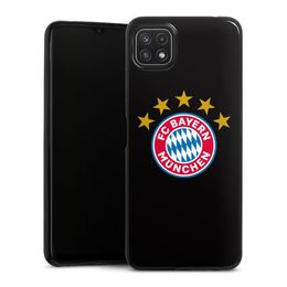 DeinDesign Galaxy A22 5G Handy Slim Case extra d&uuml;nn Silikon Handyh&uuml;lle schwarz H&uuml;lle Star Fcb Fc Bayern M&uuml;nchen Silikon Slim Case