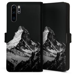 DeinDesign Huawei P30 Pro Handy Klapph&uuml;lle Handyh&uuml;lle aus Kunst Leder schwarz Flip Case Mountain Snow Mountain Top Sideflip mit langer Lasche
