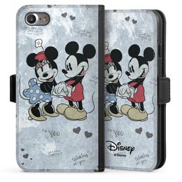 DeinDesign iPhone SE (2022) Handy Klapph&uuml;lle Handyh&uuml;lle aus Kunst Leder schwarz Flip Case Vintage Disney Sideflip mit Lasche