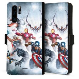 DeinDesign Huawei P30 Pro Handy Klapph&uuml;lle Handyh&uuml;lle aus Kunst Leder schwarz Flip Case Marvel Avengers Official Licensed Product Sideflip mit langer Lasche