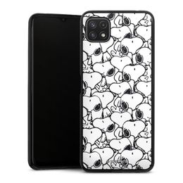 DeinDesign Galaxy A22 5G Handy Slim Case extra d&uuml;nn Silikon Handyh&uuml;lle schwarz H&uuml;lle Peanuts Snoopy Muster Silikon Slim Case
