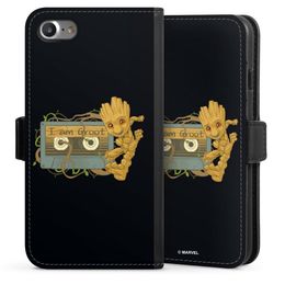 DeinDesign iPhone SE (2020) Handy Klapph&uuml;lle Handyh&uuml;lle aus Kunst Leder schwarz Flip Case Marvel Groot Guardians Of The Galaxy Sideflip mit Lasche