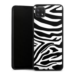 DeinDesign Galaxy A22 5G Handy Slim Case extra d&uuml;nn Silikon Handyh&uuml;lle schwarz H&uuml;lle Animal Look Zebra Animal Print Silikon Slim Case