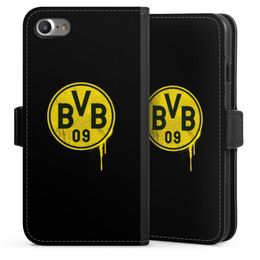 DeinDesign iPhone SE (2020) Handy Klapph&uuml;lle Handyh&uuml;lle aus Kunst Leder schwarz Flip Case Official Licensed Product Borussia Dortmund Bvb Sideflip mit Lasche