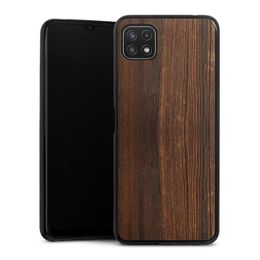 DeinDesign Galaxy A22 5G Handy Slim Case extra d&uuml;nn Silikon Handyh&uuml;lle schwarz H&uuml;lle Wood Nut Tree Wooden Look Silikon Slim Case
