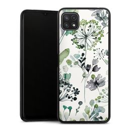 DeinDesign Galaxy A22 5G Handy Slim Case extra d&uuml;nn Silikon Handyh&uuml;lle schwarz H&uuml;lle Flowers Water Colour Eukalyptus Silikon Slim Case