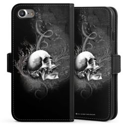 DeinDesign iPhone SE (2020) Handy Klapph&uuml;lle Handyh&uuml;lle aus Kunst Leder schwarz Flip Case Gothic Skulls Skull Sideflip mit Lasche
