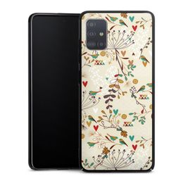 DeinDesign Galaxy A51 Handy Hard Case Schutzh&uuml;lle schwarz Smartphone Backcover Flowers Bird Retro Hard Case