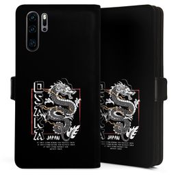 DeinDesign Huawei P30 Pro Handy Klapph&uuml;lle Handyh&uuml;lle aus Kunst Leder schwarz Flip Case Ocean Dragon Japan Sideflip mit langer Lasche