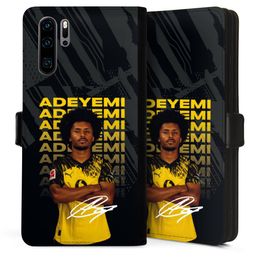 DeinDesign Huawei P30 Pro Handy Klapph&uuml;lle Handyh&uuml;lle aus Kunst Leder schwarz Flip Case Bvb Borussia Dortmund Karim Adeyemi Sideflip mit langer Lasche