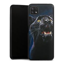 DeinDesign Galaxy A22 5G Handy Slim Case extra d&uuml;nn Silikon Handyh&uuml;lle schwarz H&uuml;lle Panther Animals Jungle Silikon Slim Case