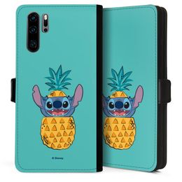 DeinDesign Huawei P30 Pro Handy Klapph&uuml;lle Handyh&uuml;lle aus Kunst Leder schwarz Flip Case Disney Lilo & Stitch Pineapple Sideflip mit langer Lasche