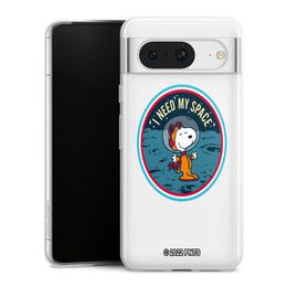 DeinDesign Google Pixel 8 Handy Slim Case Silikon Handyh&uuml;lle transparent H&uuml;lle extra d&uuml;nn Peanuts Weltall Snoopy Silikon Slim Case