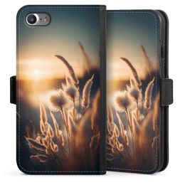 DeinDesign iPhone SE (2020) Handy Klapph&uuml;lle Handyh&uuml;lle aus Kunst Leder schwarz Flip Case Nature Pampasgras Sun Sideflip mit Lasche