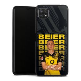 DeinDesign Galaxy A22 5G Handy Slim Case extra d&uuml;nn Silikon Handyh&uuml;lle schwarz H&uuml;lle Borussia Dortmund Maximilian Beier Bvb Silikon Slim Case