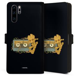 DeinDesign Huawei P30 Pro Handy Klapph&uuml;lle Handyh&uuml;lle aus Kunst Leder schwarz Flip Case Guardians Of The Galaxy Groot Marvel Sideflip mit langer Lasche