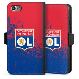 DeinDesign iPhone SE (2020) Handy Klapph&uuml;lle Handyh&uuml;lle aus Kunst Leder schwarz Flip Case Ol Official Licensed Product Olympique Lyonnais Sideflip mit Lasche