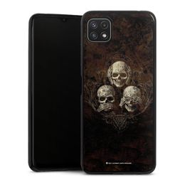DeinDesign Galaxy A22 5G Handy Slim Case extra d&uuml;nn Silikon Handyh&uuml;lle schwarz H&uuml;lle Gothic Art Skulls Silikon Slim Case