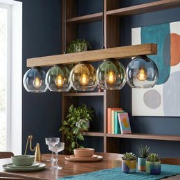 hofstein Koyoto H&auml;ngeleuchte Glas 15 cm Naturfarben, Schwarz, 5-flammig