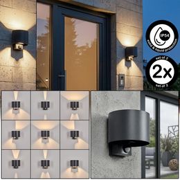 hofstein Almodofa Au&szlig;enwandleuchte 2-er Set LED Anthrazit, 1-flammig, Bewegungsmelder