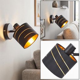 hofstein Alsen Wandlampe mit Stoffschirm, goldfarbene Schlitze, verstellbares Leselicht E14-Fassung bis 25 Watt, Metall-Leuchte im modernen Retro-Stil f&uuml;r 